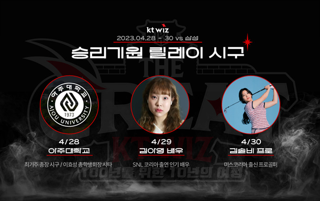 kt wiz, 주말 삼성 3연전 승리 기원 릴레이 시구 행사 - 민중의소리